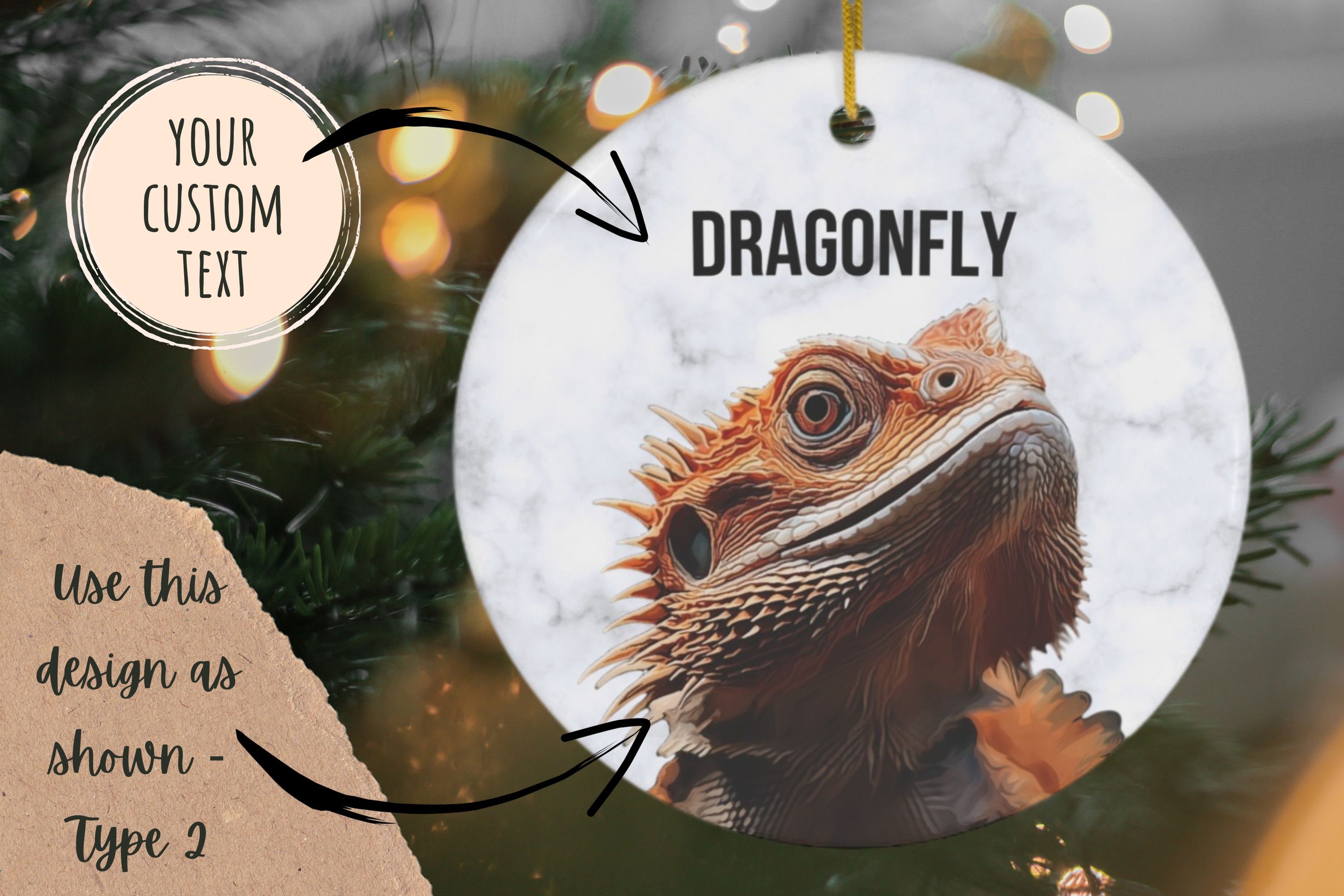 Bearded Dragon, Custom Bearded Dragon Christmas Ornament, Personalized ...