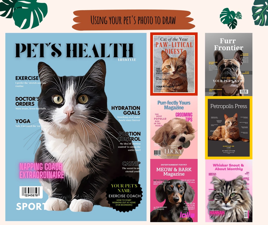 Pet Portrait Custom From Photo, Dog Cat Wall Art Digital Download to ...