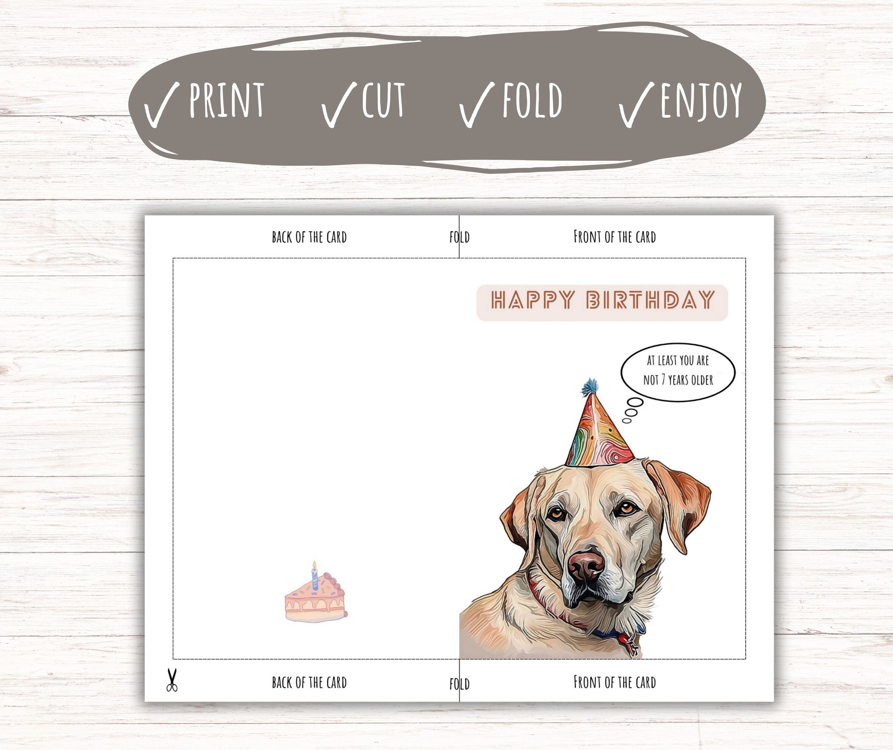 Printable Birthday Card for Pet Lovers, Funny Dog 5x7 Greeting Card ...