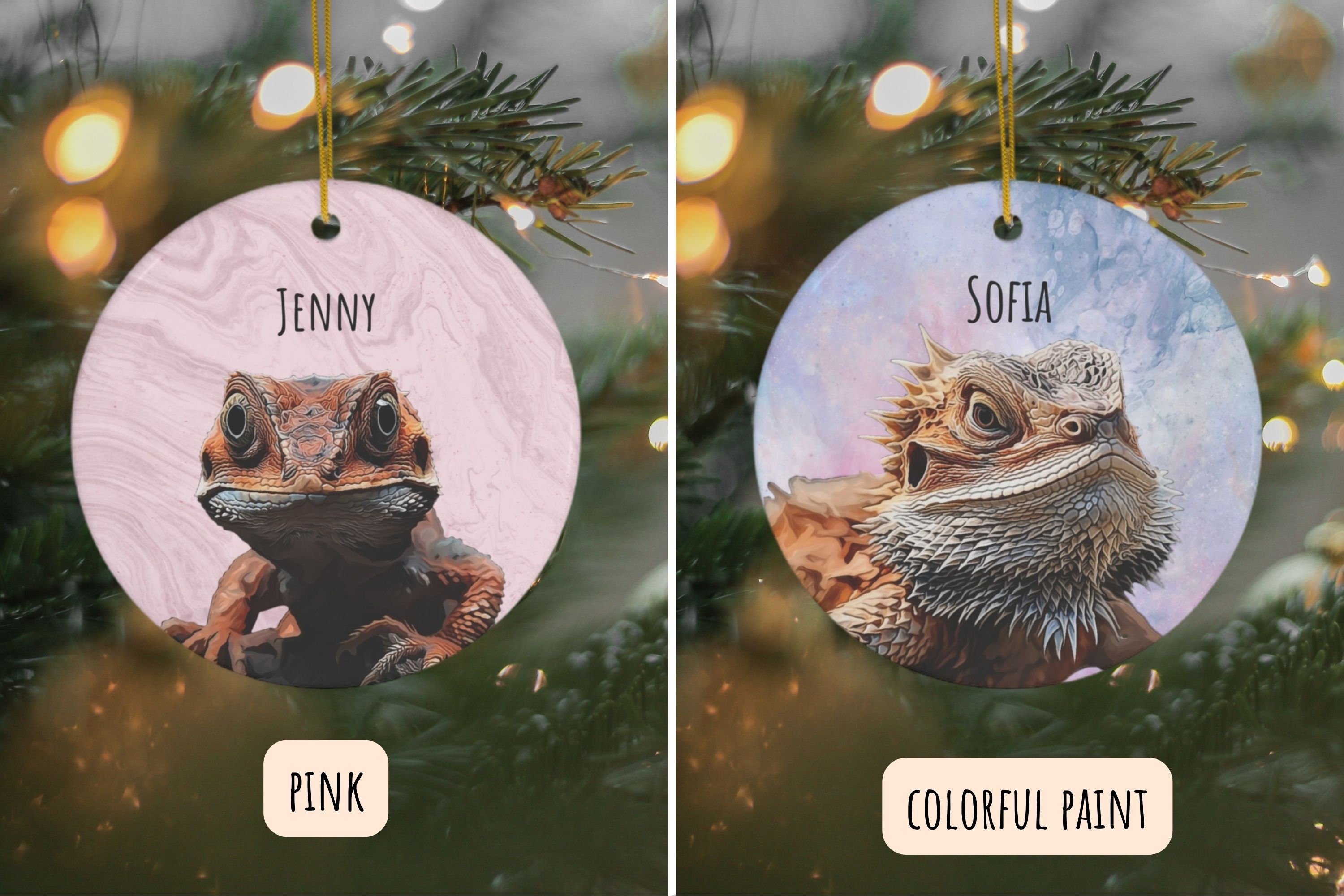 Bearded Dragon, Custom Bearded Dragon Christmas Ornament, Personalized ...