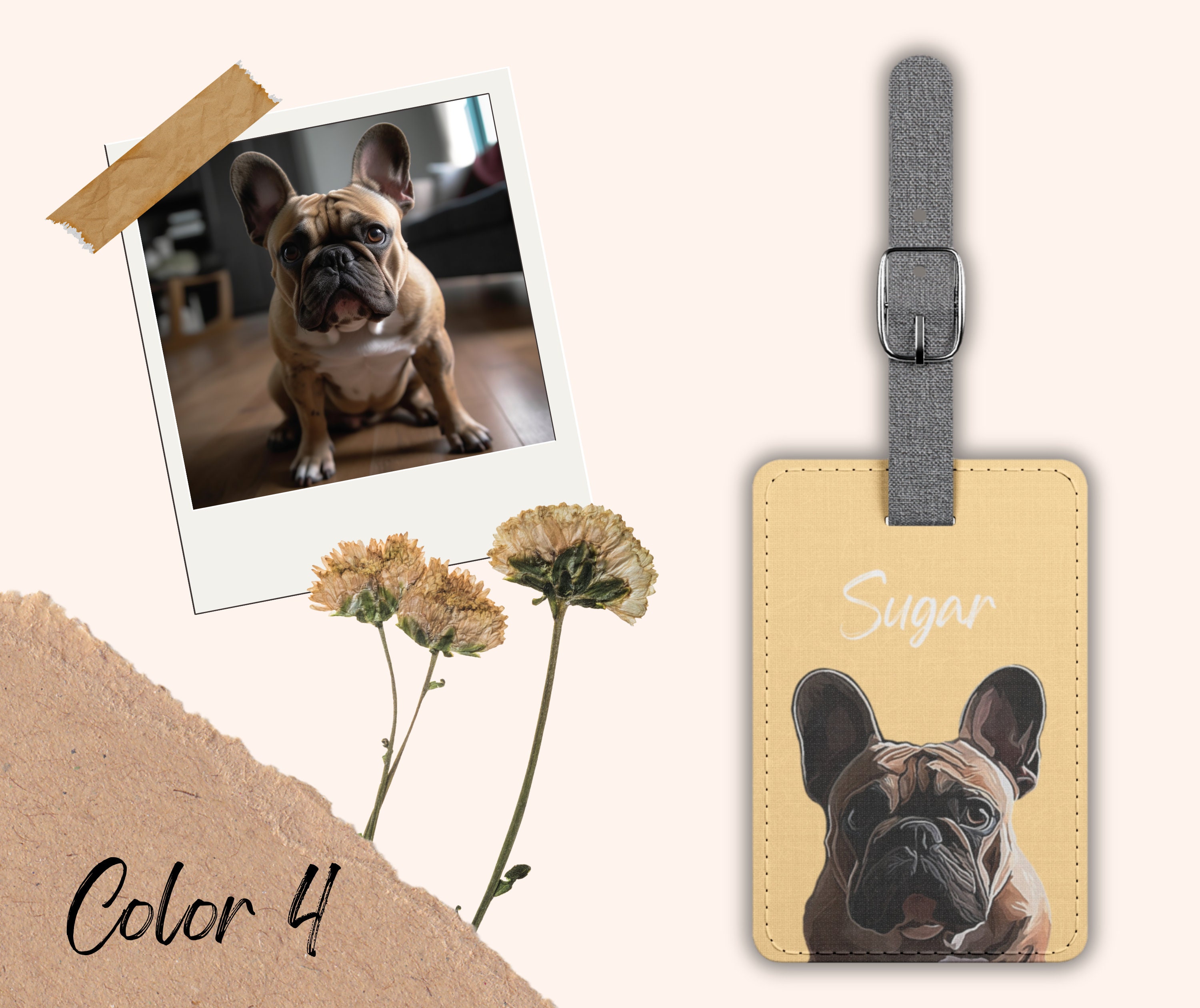 Custom Luggage Tag Photo, Personalized Pet Art & Name on Suitcase Tag ...