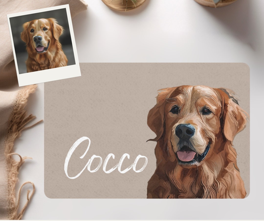 Personalized Dog Mats Using Pet Photo & Name, Custom Pet Portrait Food ...