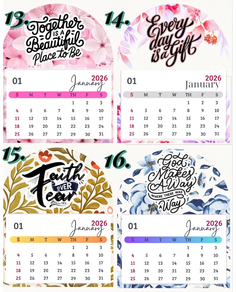 2026 Mini Magnetic Calendar: Inspirational Quotes - Etsy