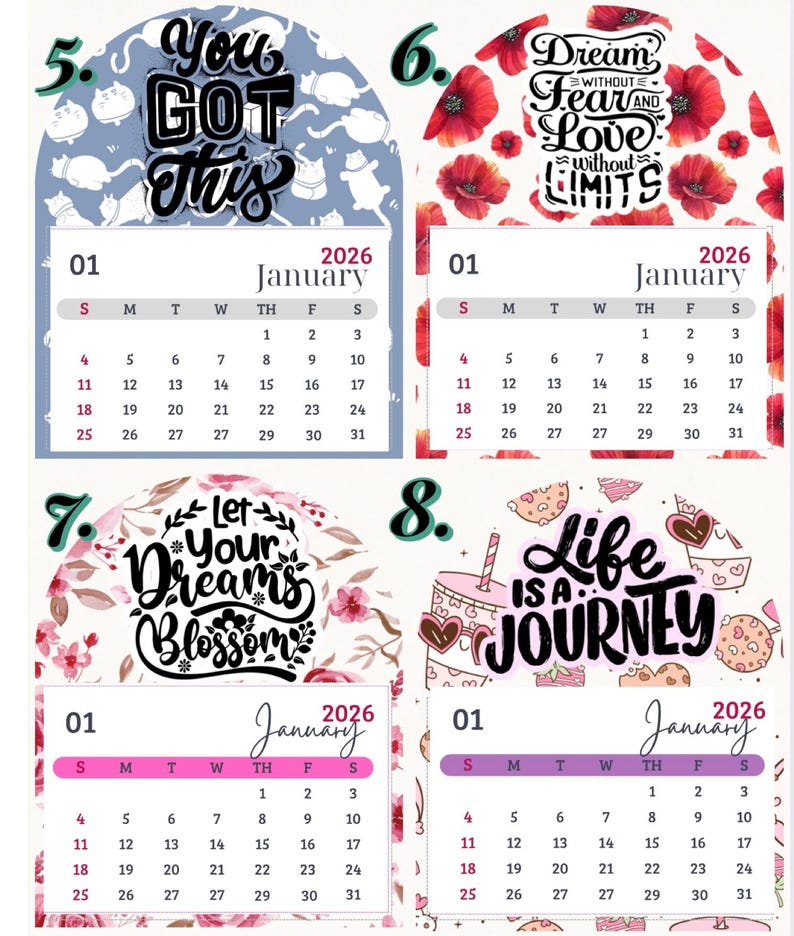 2026 Mini Magnetic Calendar: Inspirational Quotes - Etsy
