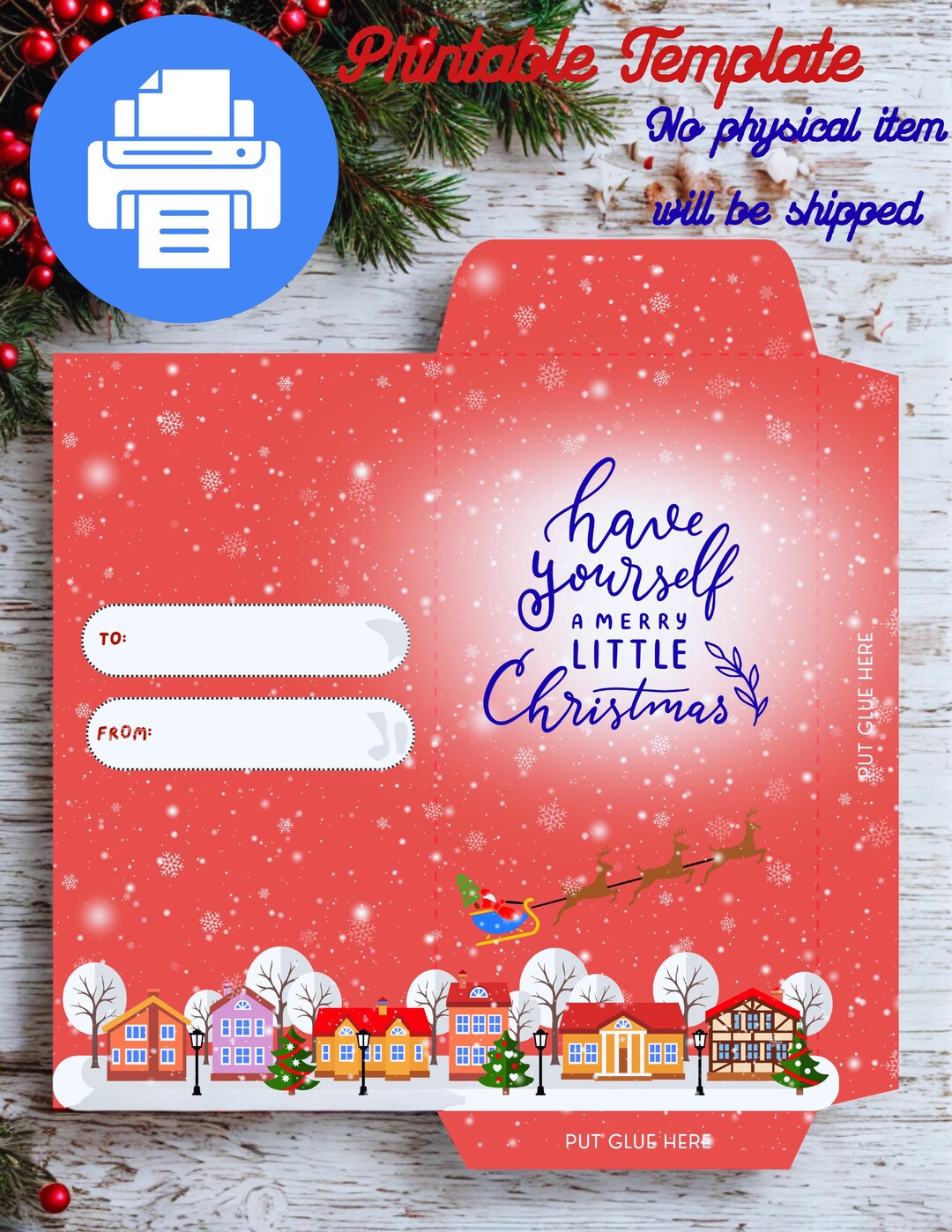 Christmas Money Envelope Template, Editable DIY Gift (digital Download ...