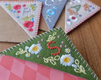 Felt Corner Bookmark With Hand Embroidered Personalized Hand - Etsy