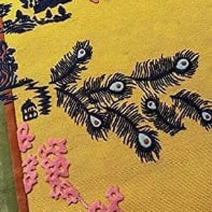 Premium Hand Tufted Peacock Feather Design Area Rug, 100% Wool Luxury ...