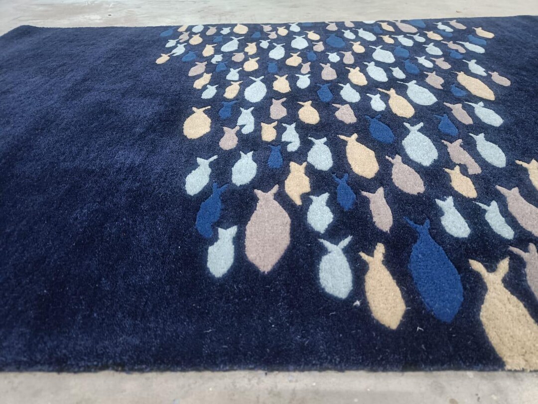 Antique Costal Fish Handtufted Rug 100% Wool Area Rugs Use for Living ...