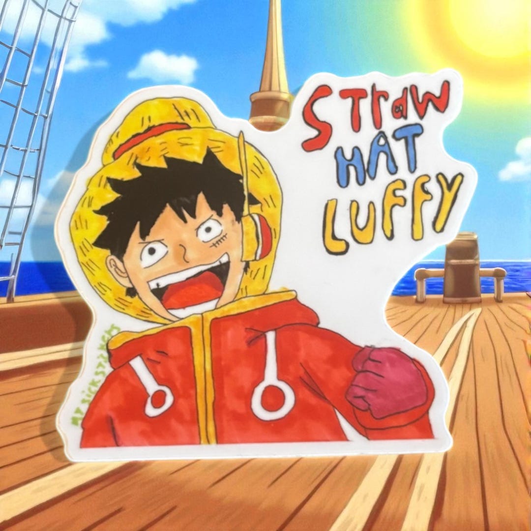 Hand-drawn Luffy From One Piece Anime Vinyl Sticker - for Skateboard ...
