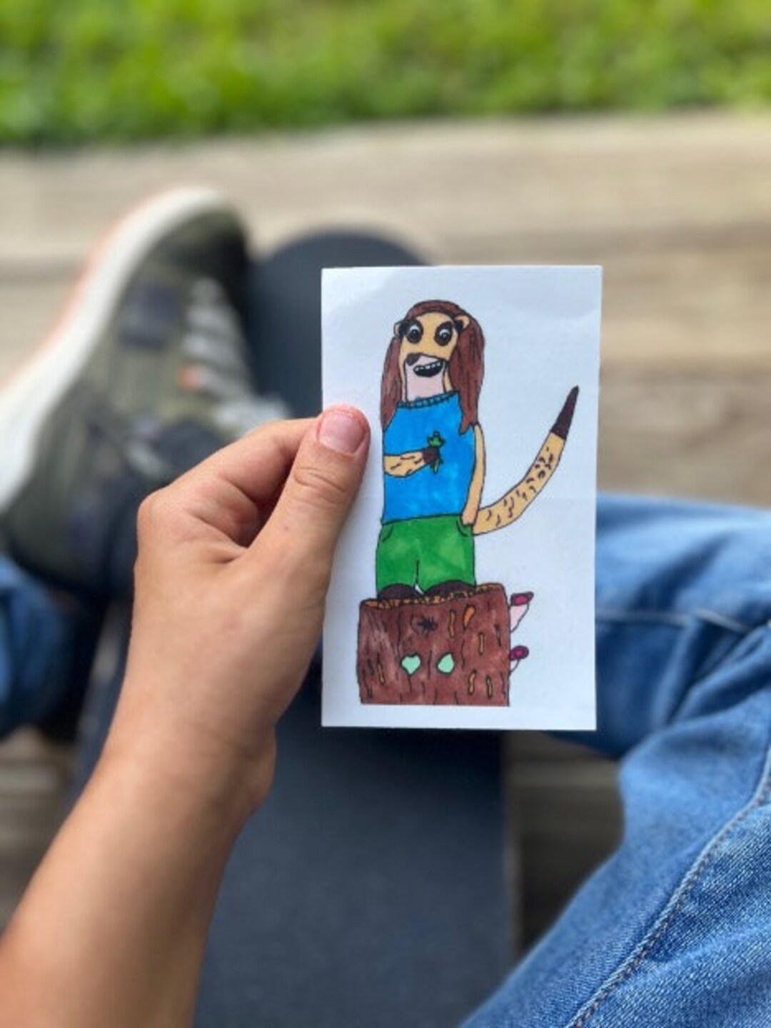 Hand-drawn Mia the Meerkat Cat Vinyl Sticker - Skateboard, Water Bottle ...