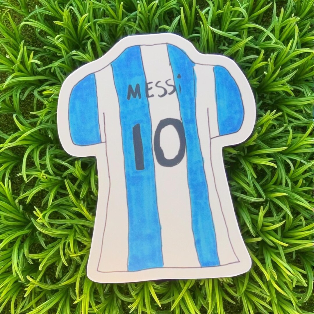 Hand-drawn Messi Jersey Vinyl Sticker - for Skateboard, Water Bottle ...