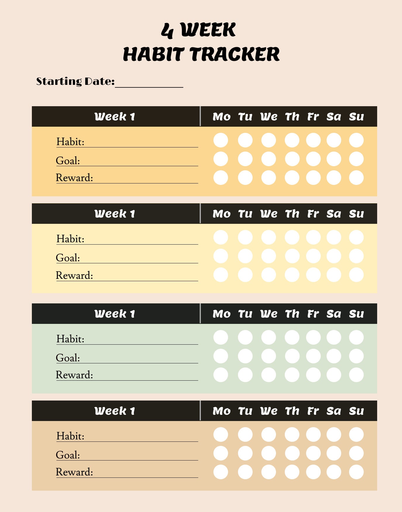 Self Improvement Digital Download Pritable Planner, Habit Tracker ...
