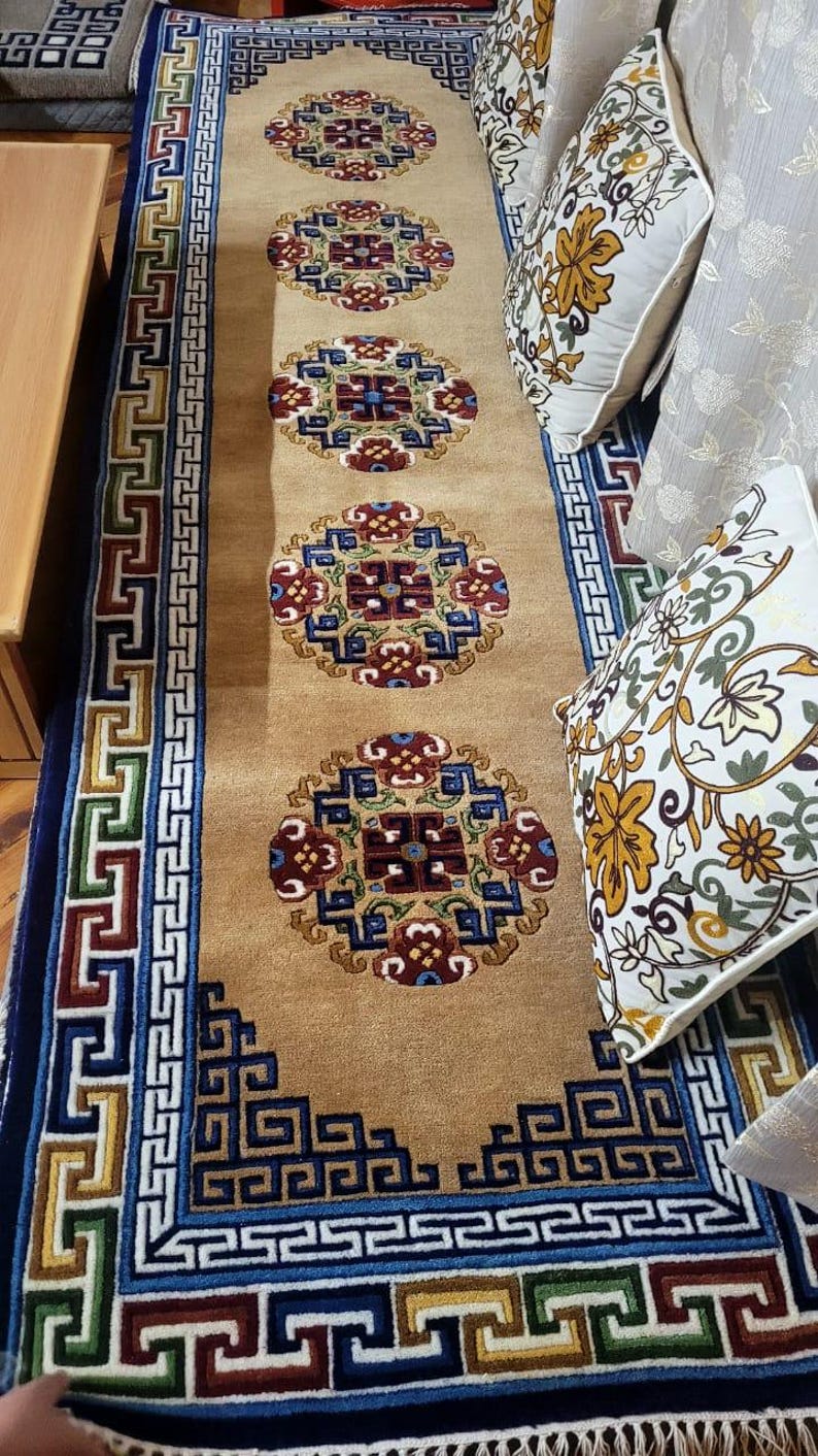 Hand Knotted Wool Tibetan Mandala Rug: Authentic Meditation Nepali ...