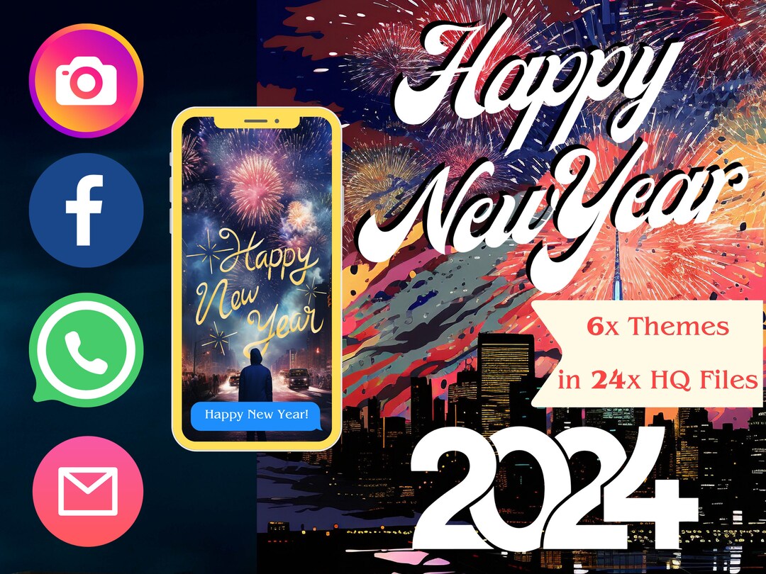 New Years Social Media Post Template Happy New Year Wishes 2024 New ...