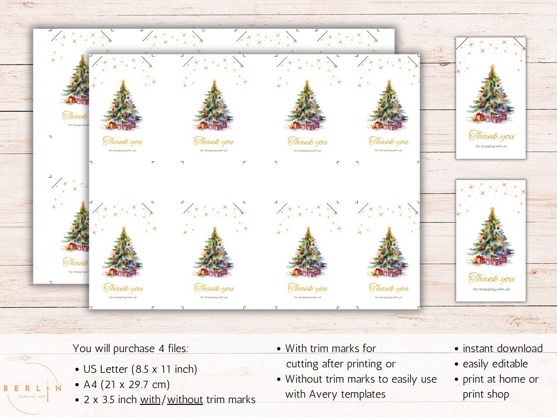 Christmas Gift Tags Printable Thank You Favor Tags Winter Gift Tag ...