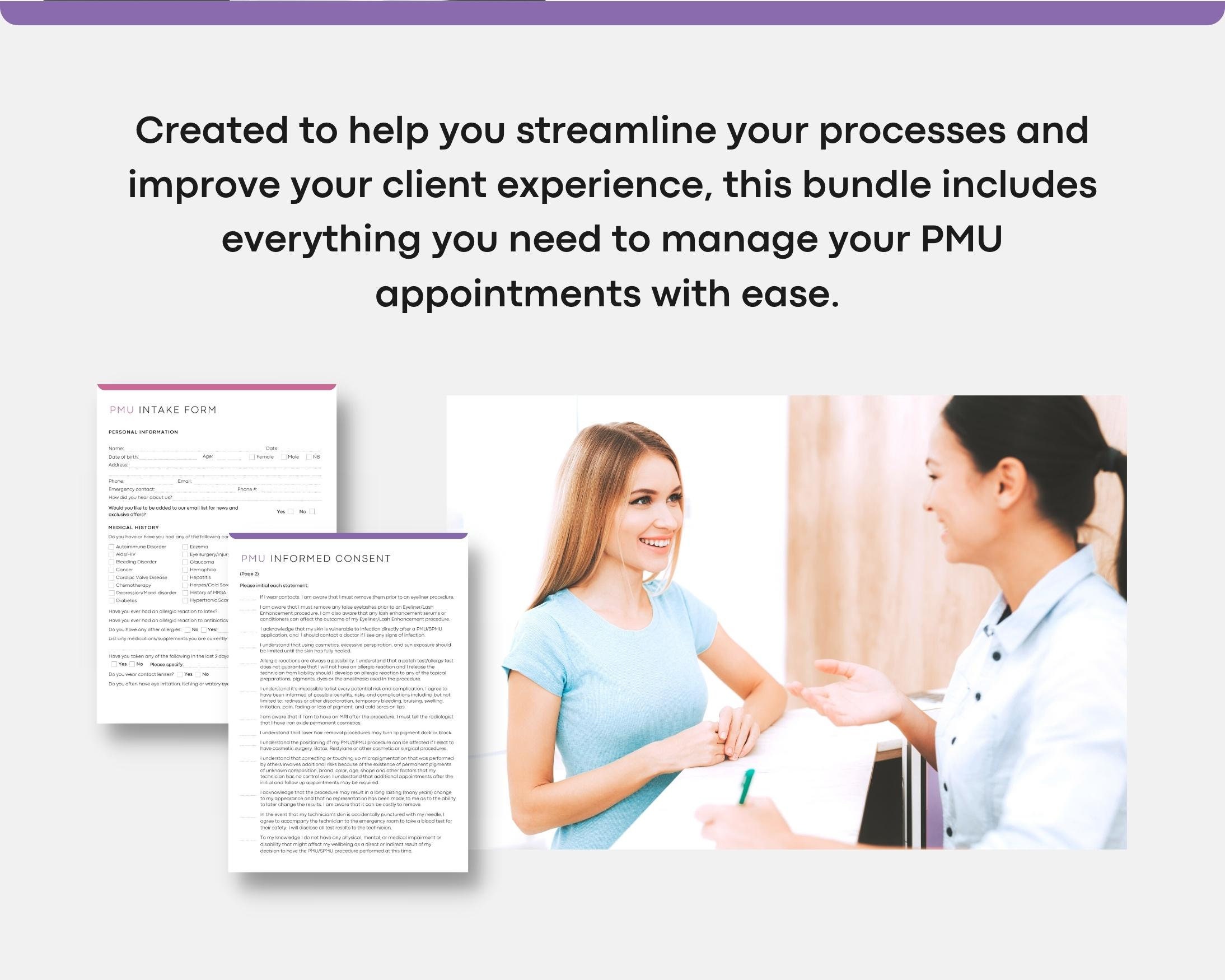 PMU Artist Bundle All You Need to Start: Business Forms Healing Process ...