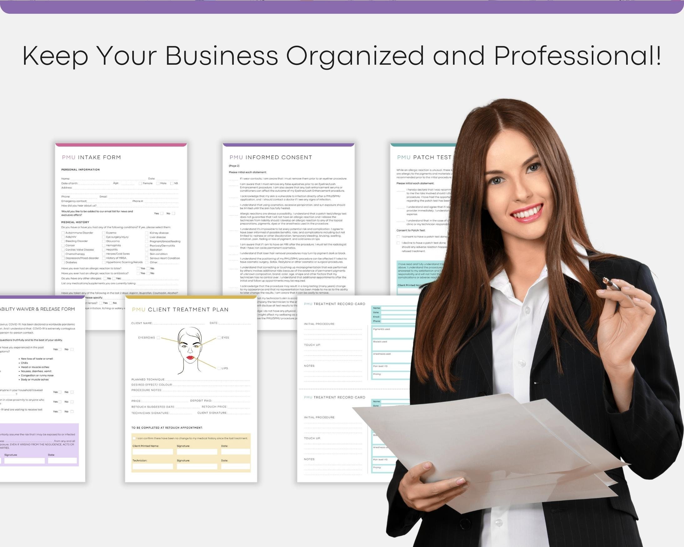 PMU Artist Bundle All You Need to Start: Business Forms Healing Process ...
