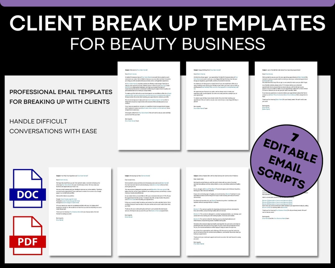 Client Break up Script Ready Template for Beauty Business, Email ...