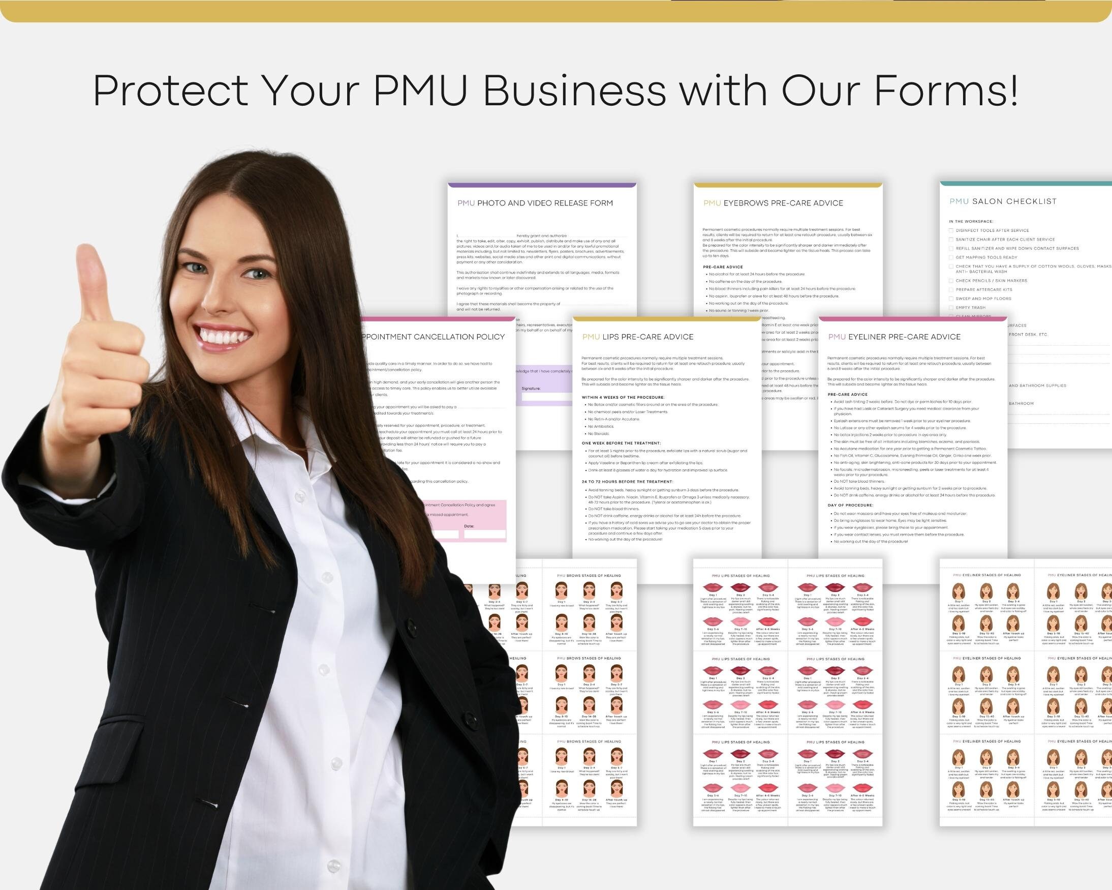 PMU Artist Bundle All You Need to Start: Business Forms Healing Process ...