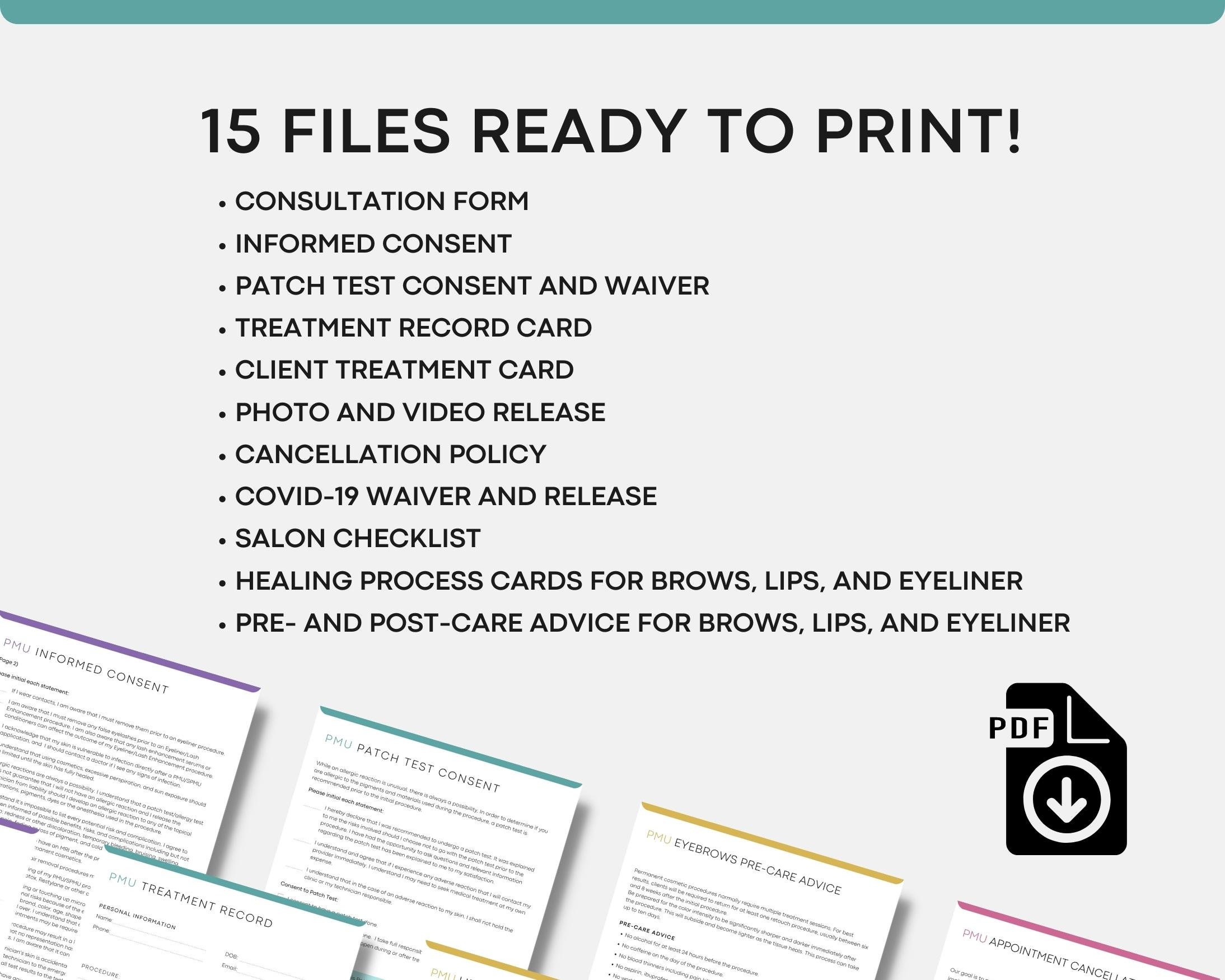 PMU Artist Bundle All You Need to Start: Business Forms Healing Process ...
