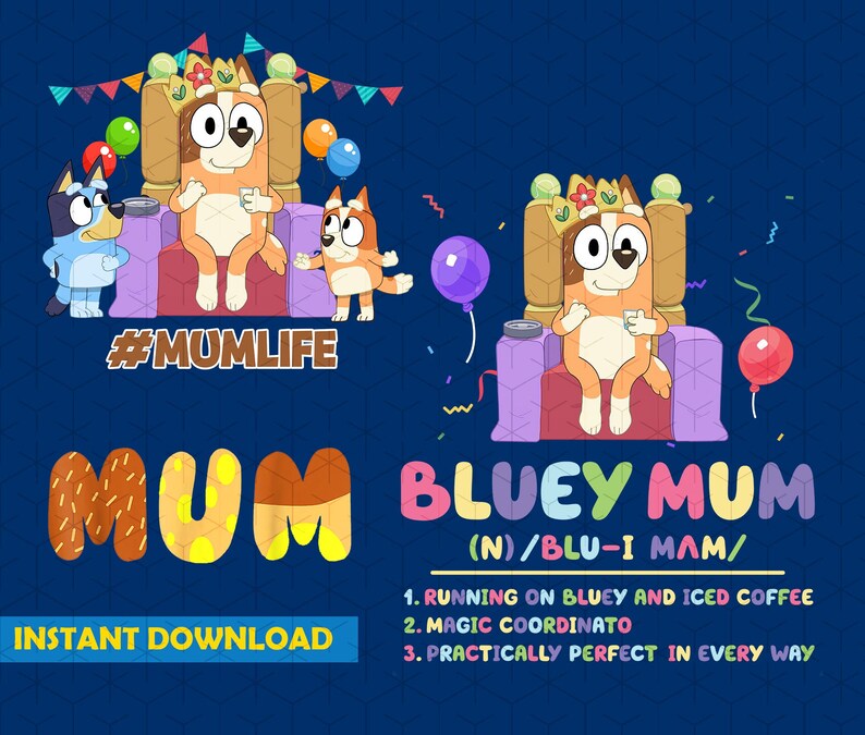 Bluey Mom Life PNG Bluey Mother's Day PNG Bluey Mama - Etsy