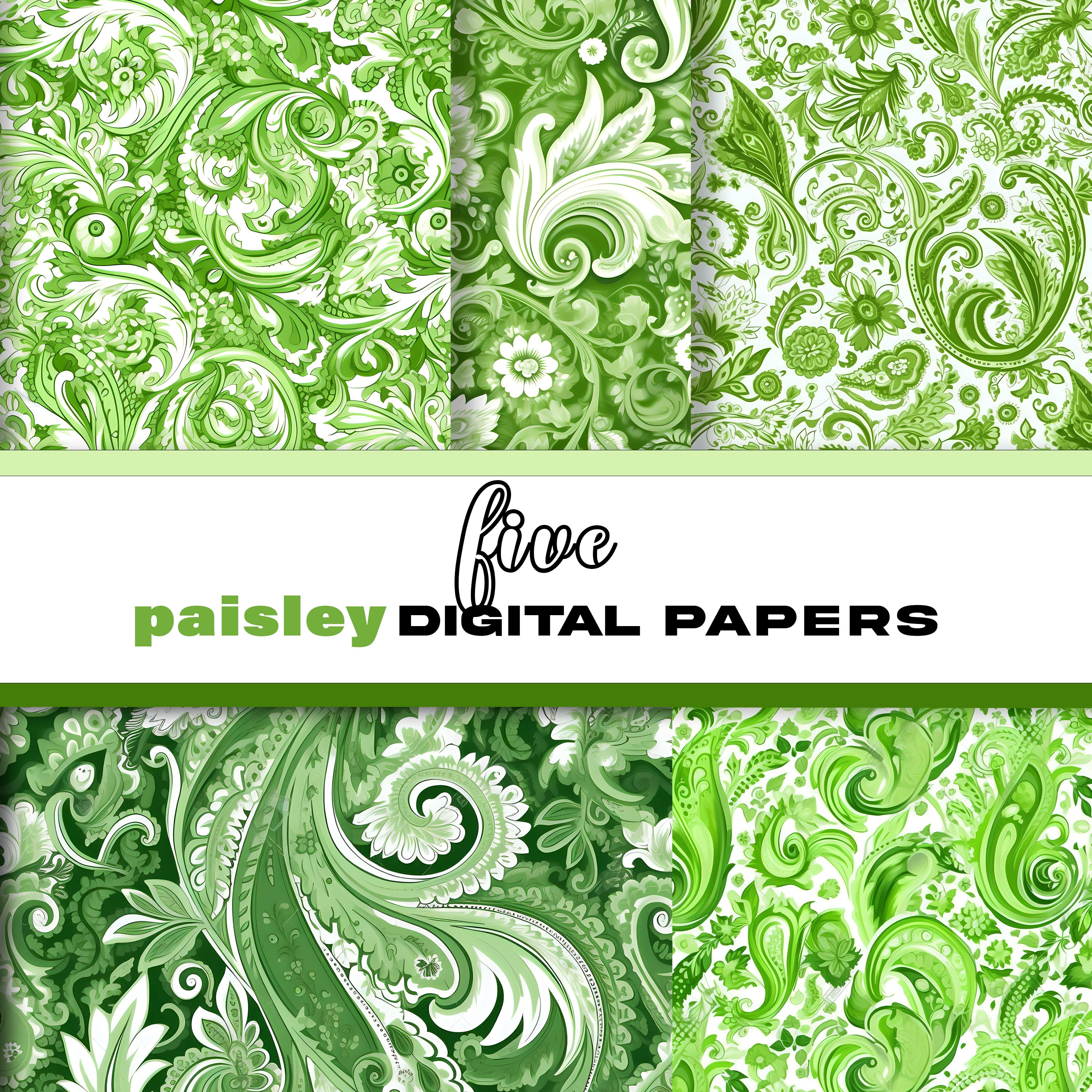 Green Paisley Pattern | Seamless Digital Prints, Commercial Use ...