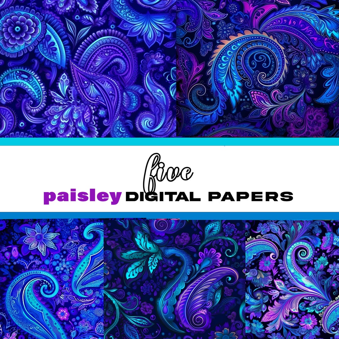 5 Paisley Digital Patterns | Digital Downloads, Seamless Pattern, High ...