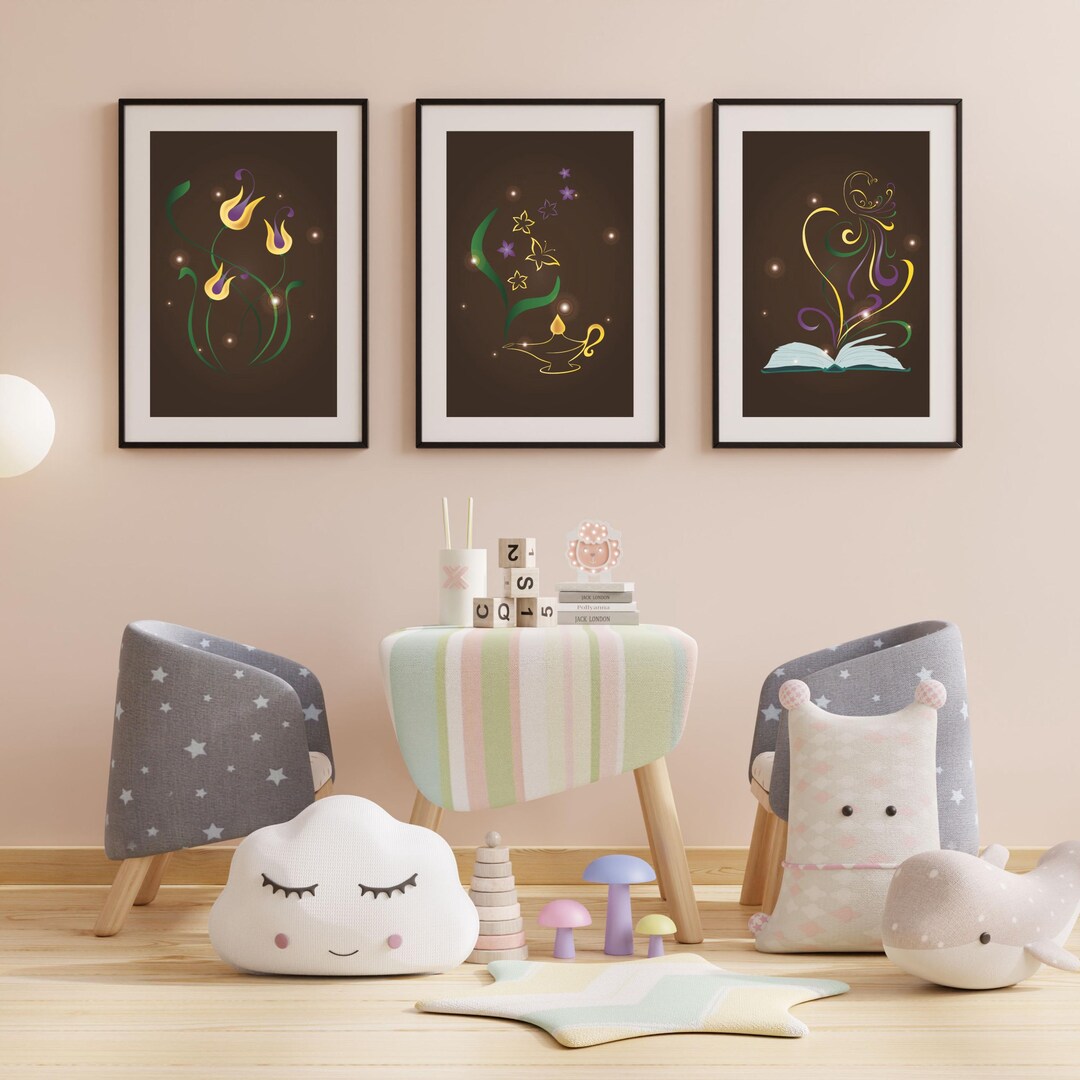 Posters of Magic Flower, Genie Lamp and Phoenix, Printable Abstract ...