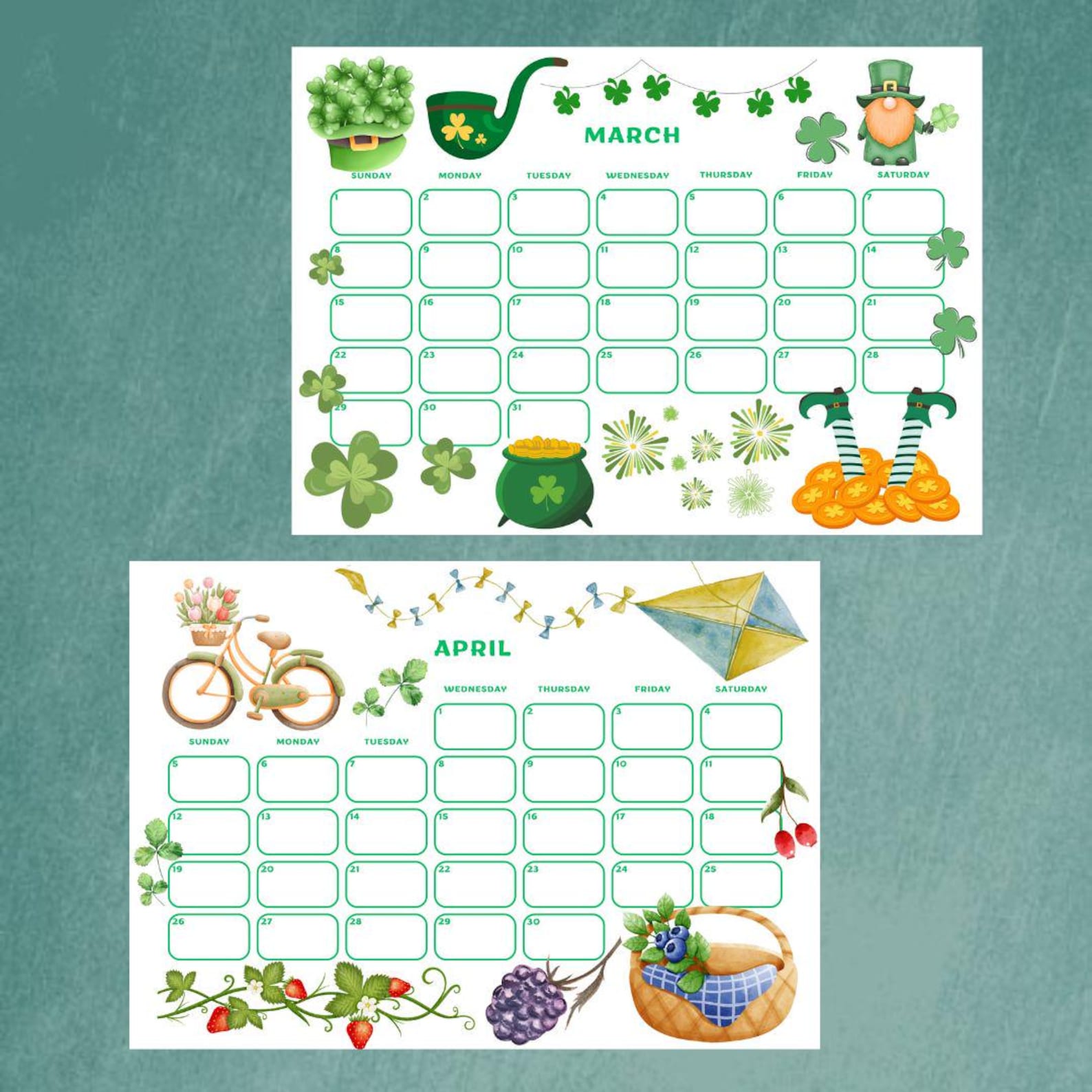 Cute Kids Calendar 2026, Printable Desk and Wall Calendar for Home or ...