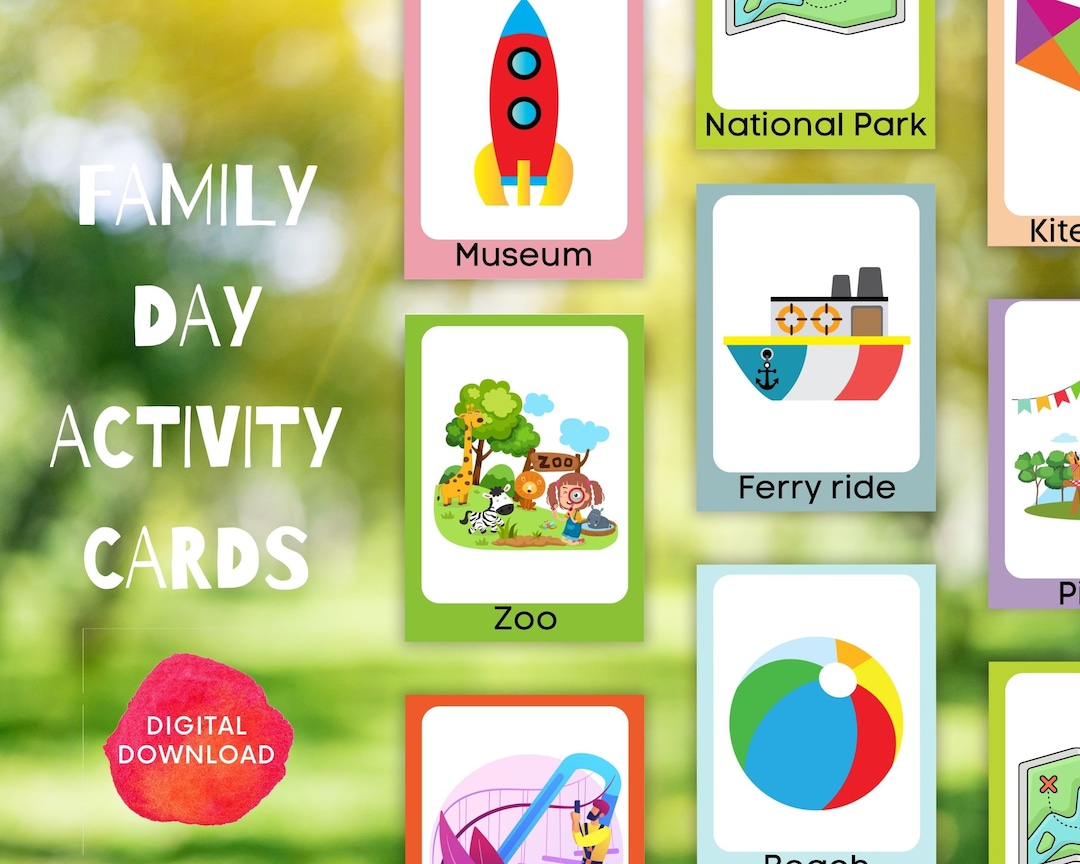 Fun Family Day Activity Flashcards - Cards for School Holidays ...
