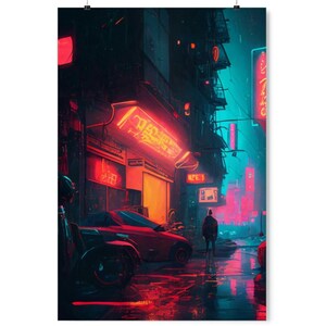 Neon Cyberpunk City Scape, Printable, Instant Download, Futuristic ...
