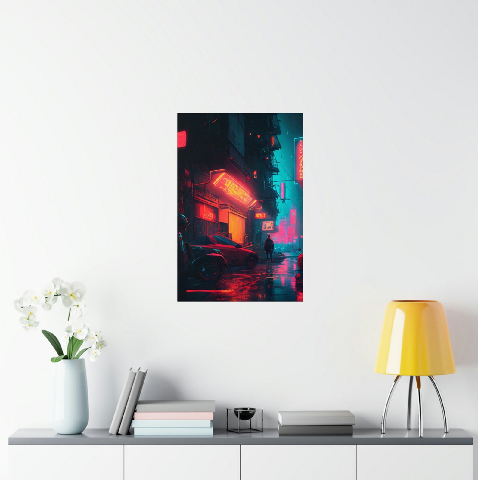 Neon Cyberpunk City Scape, Printable, Instant Download, Futuristic ...