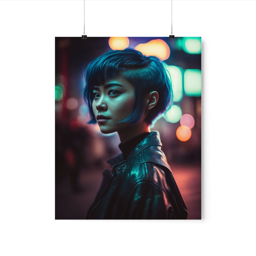 Asian Female Blade Runner, Cyberpunk, Tron Style, Night City, Blue ...