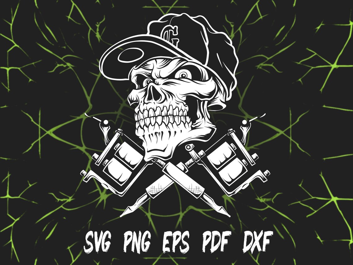 Skull Tattoo SVG Vector Tattooist Artist Tattoo Logo - Etsy