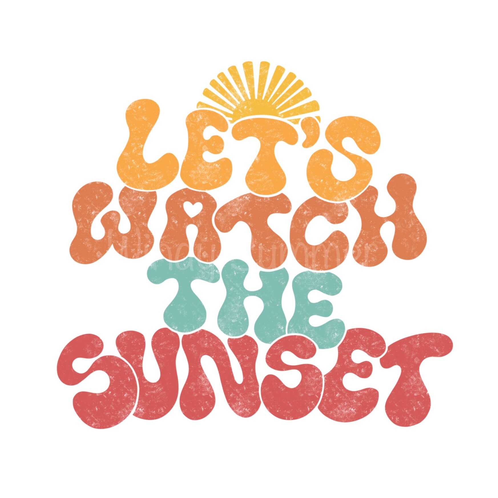 Let's Watch the Sunset Png, Summer Png, Retro Summer Png, Boho Summer ...