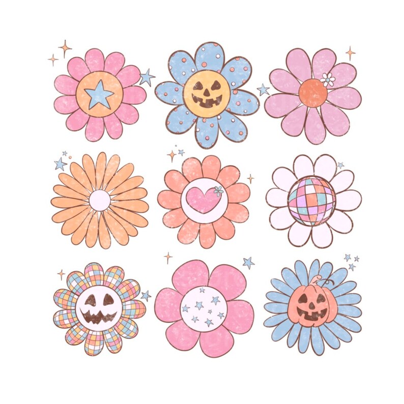 Retro Fall PNG Groovy Pumpkins Png Retro Autumn Png Flowers - Etsy