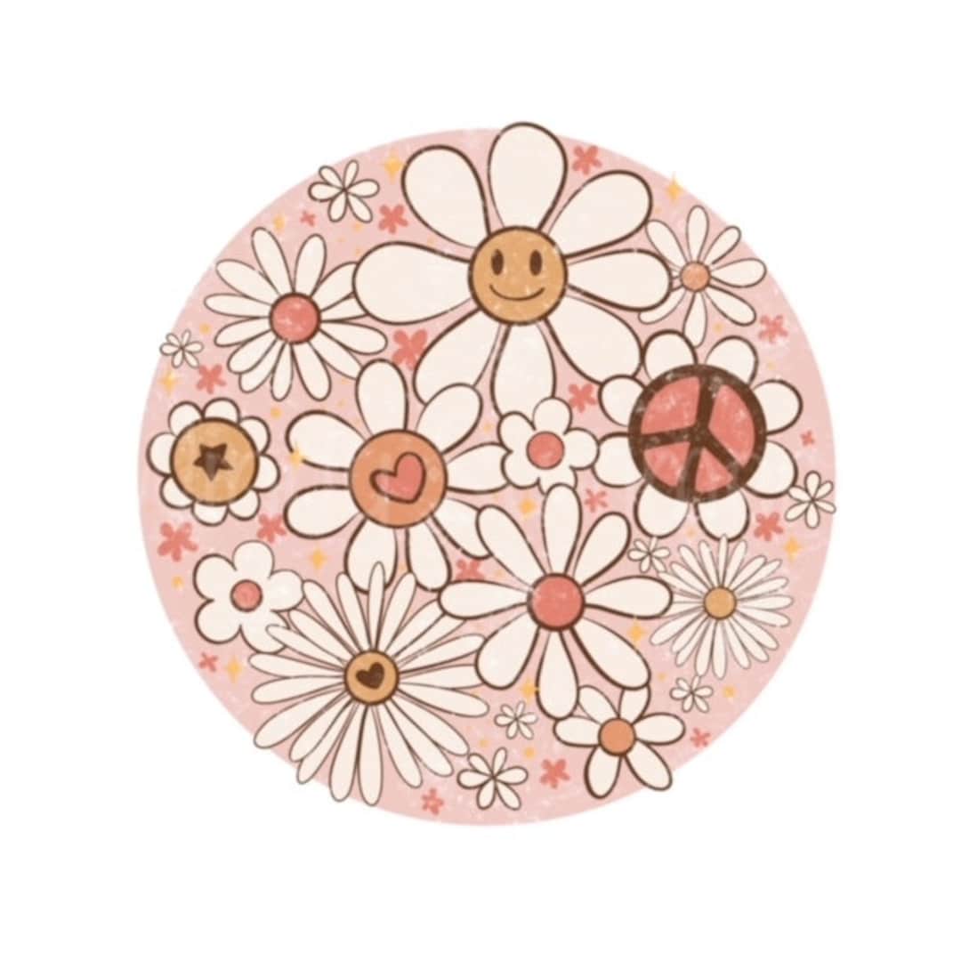 Groovy Daisy, Retro Flower Png, Hippie Flower Shapes Png, Retro Happy ...