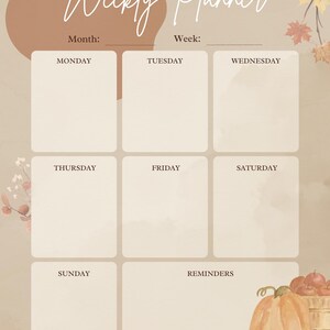 Autumn Fall Printable Weekly and Monthly Planner - Instant Download - Etsy