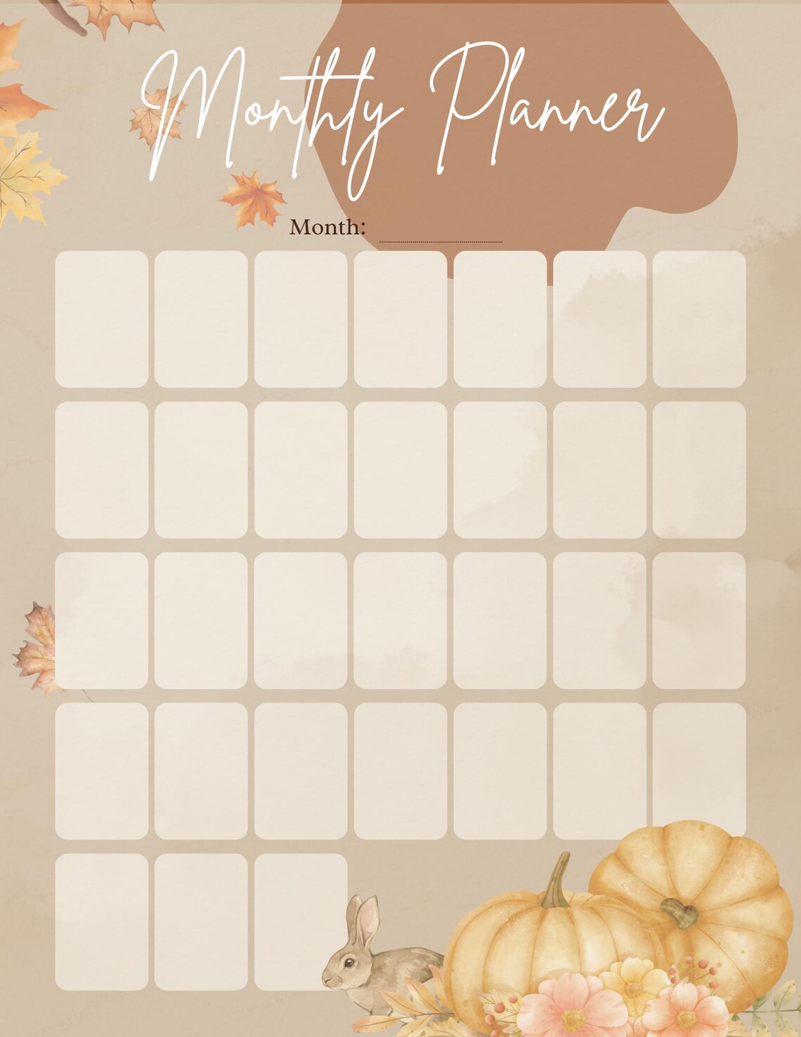 Autumn Fall Printable Weekly and Monthly Planner - Instant Download - Etsy