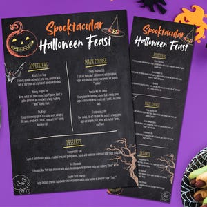 Spooky Feast Printable Halloween Food Menu - Editable on Canva - Etsy
