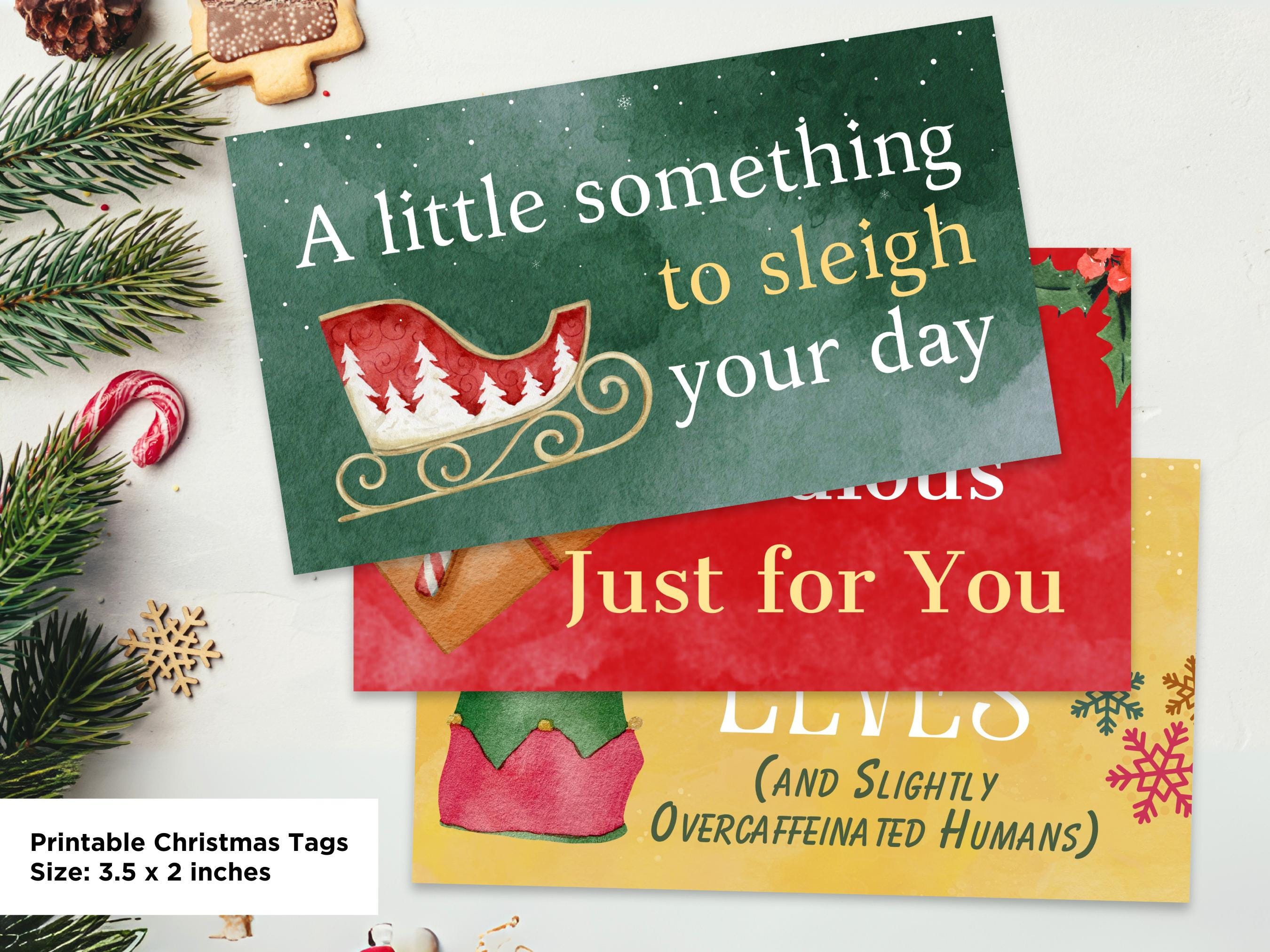 Printable Christmas Tags With Witty and Funny Phrases, Watercolor ...