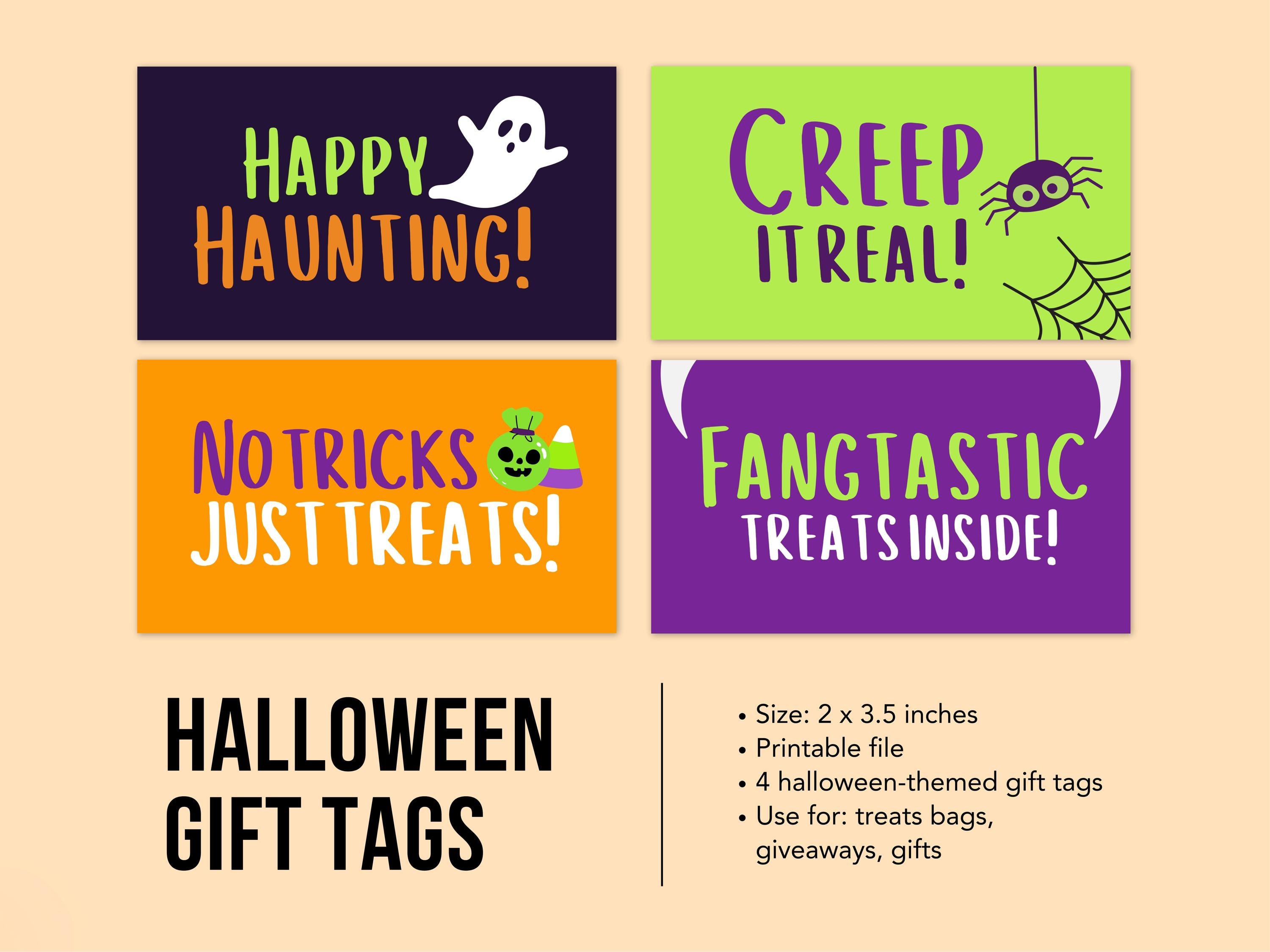 Printable Halloween Tags Set | Cute Minimalist Design | Treat Bag Tags ...