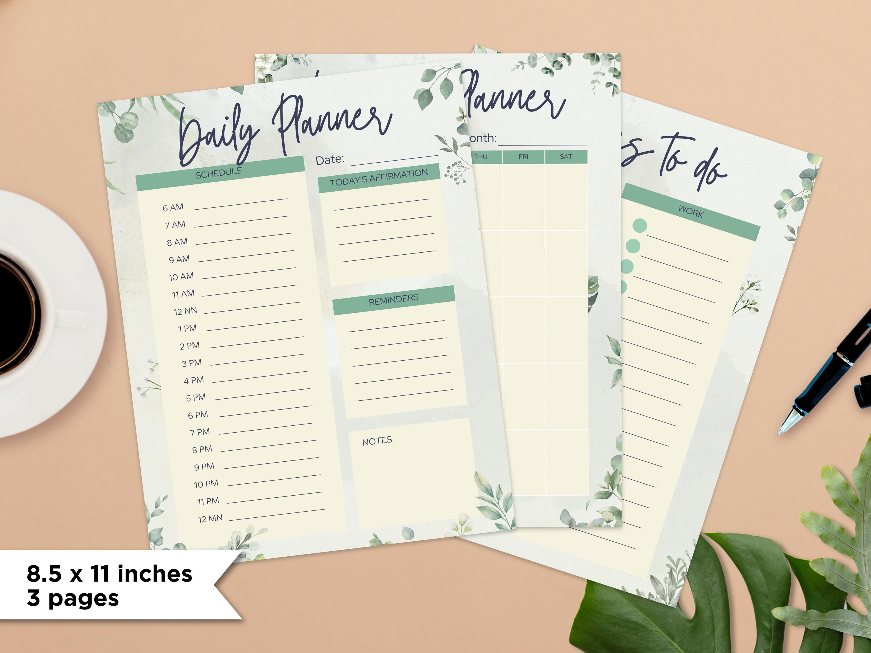 Printable Daily and Monthly Planner Set, To-do List, Minimalist Design ...