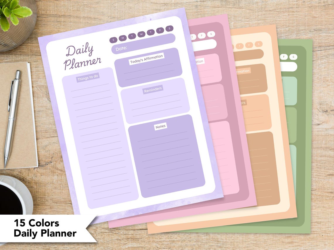 Printable Daily Planner and To-do List, Cute, Chic, Minimalist Design ...
