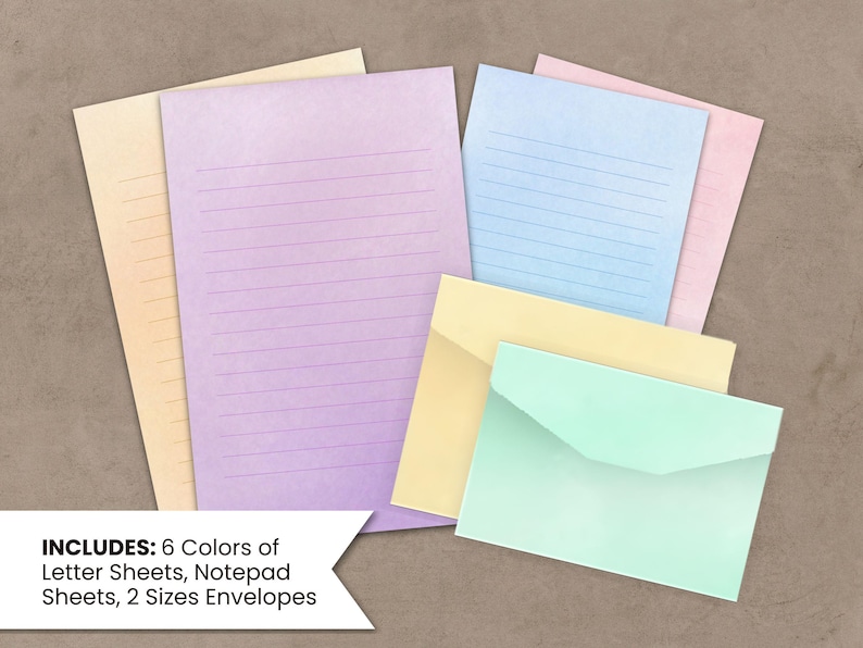 Bundle of 6 Printable Stationery Set | Cute Pastel Colors | Minimalist ...