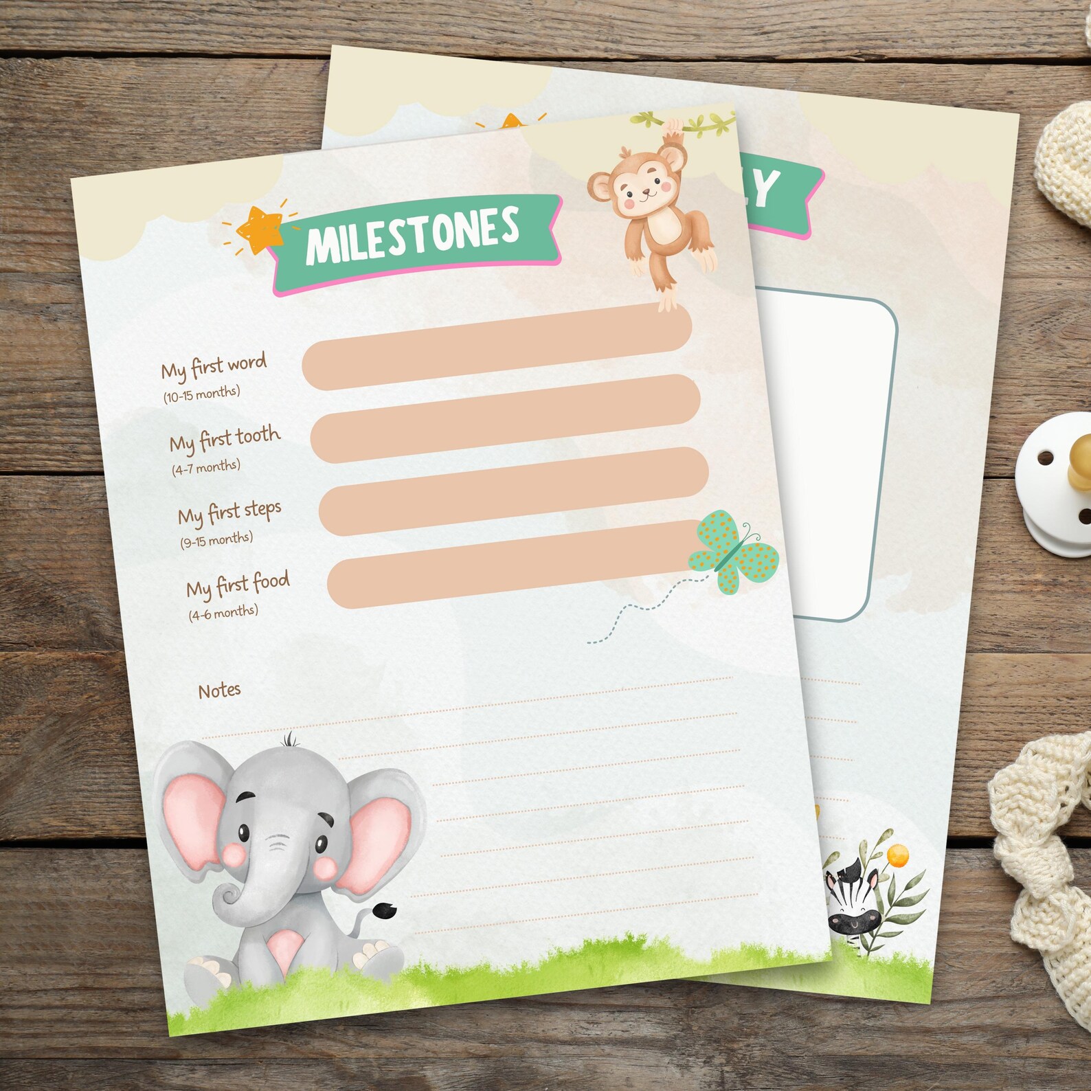 Printable Baby Milestones Tracker, Photo Journal, Letters to Baby ...