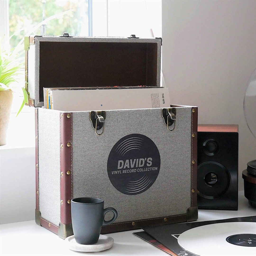 Personalised Music Record Vinyl Storage Box 12 Inch Grey Cloth Stores ...