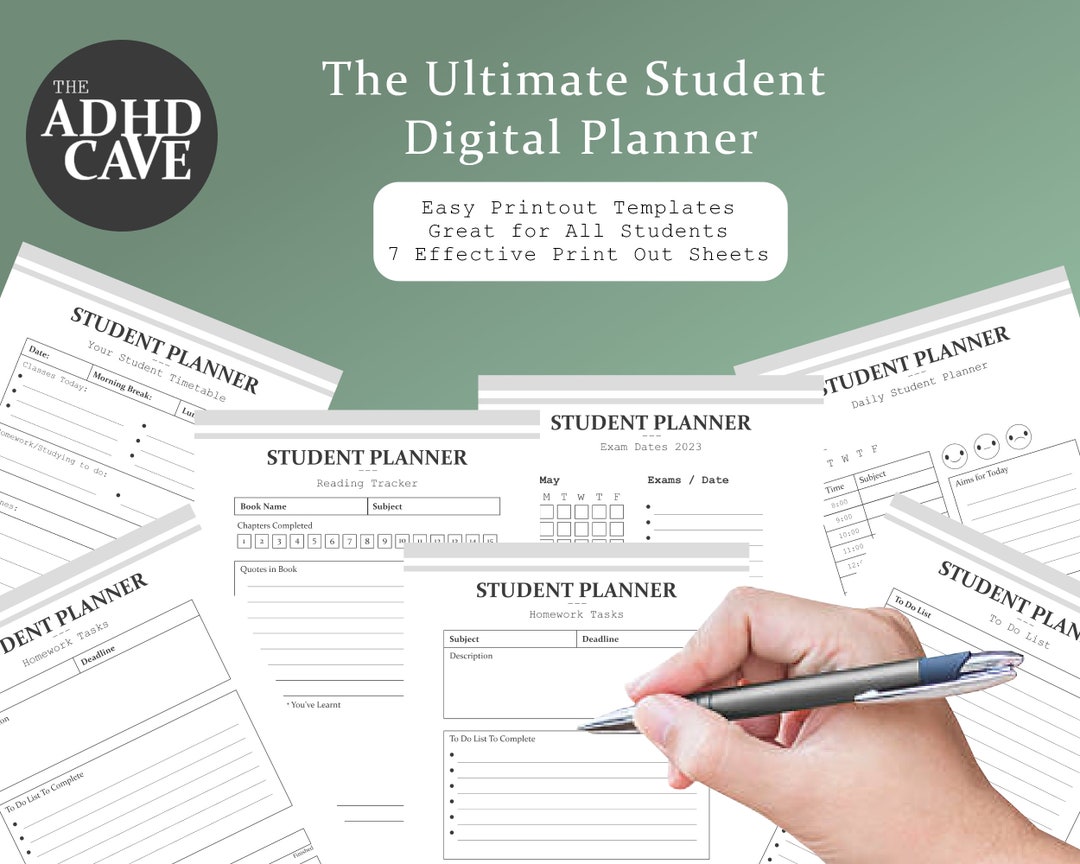 Printable Student Planner Digital Printouts | Academic Planner ...