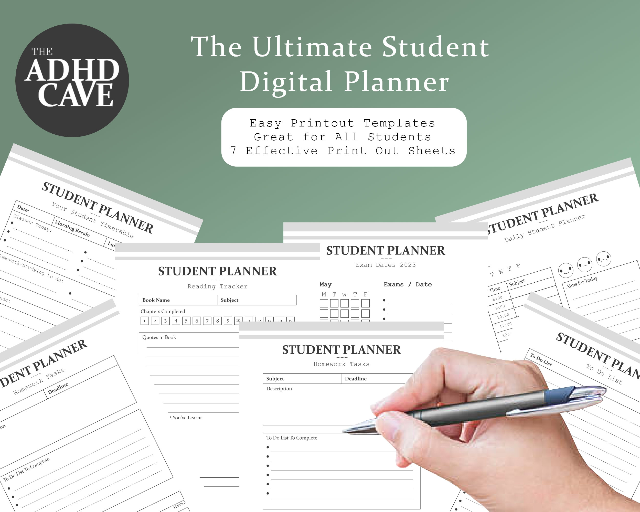 Printable Student Planner Digital Printouts Academic Planner Printable ...