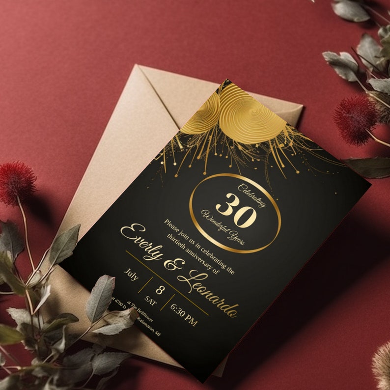 30th Anniversary Invitation,anniversary Invite,anniversary Party ...